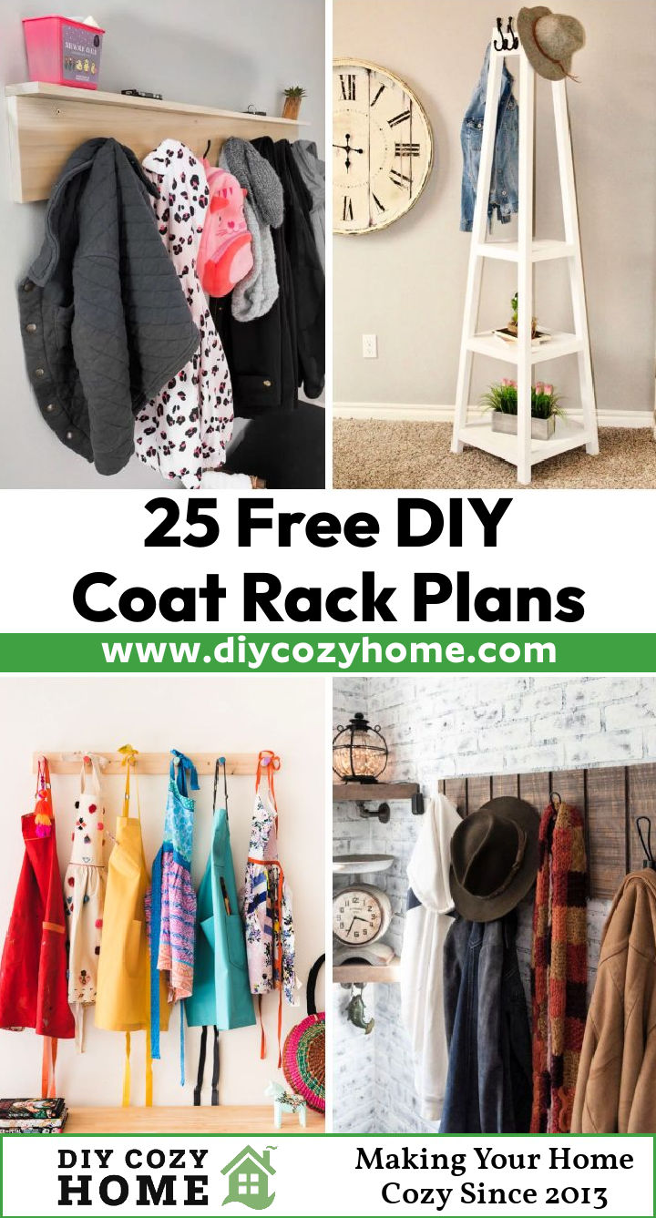 25 Free DIY Coat Rack Plans (How to Make a Coat Rack) - DIY Cozy Home