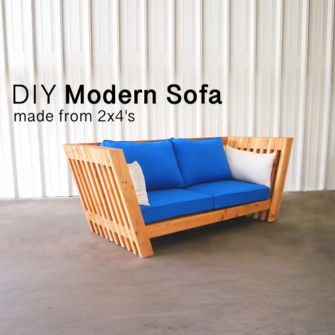 DIY Modern Sofa Made from 2X4's (Use Indoor/Outdoor) - DIY Cozy Home